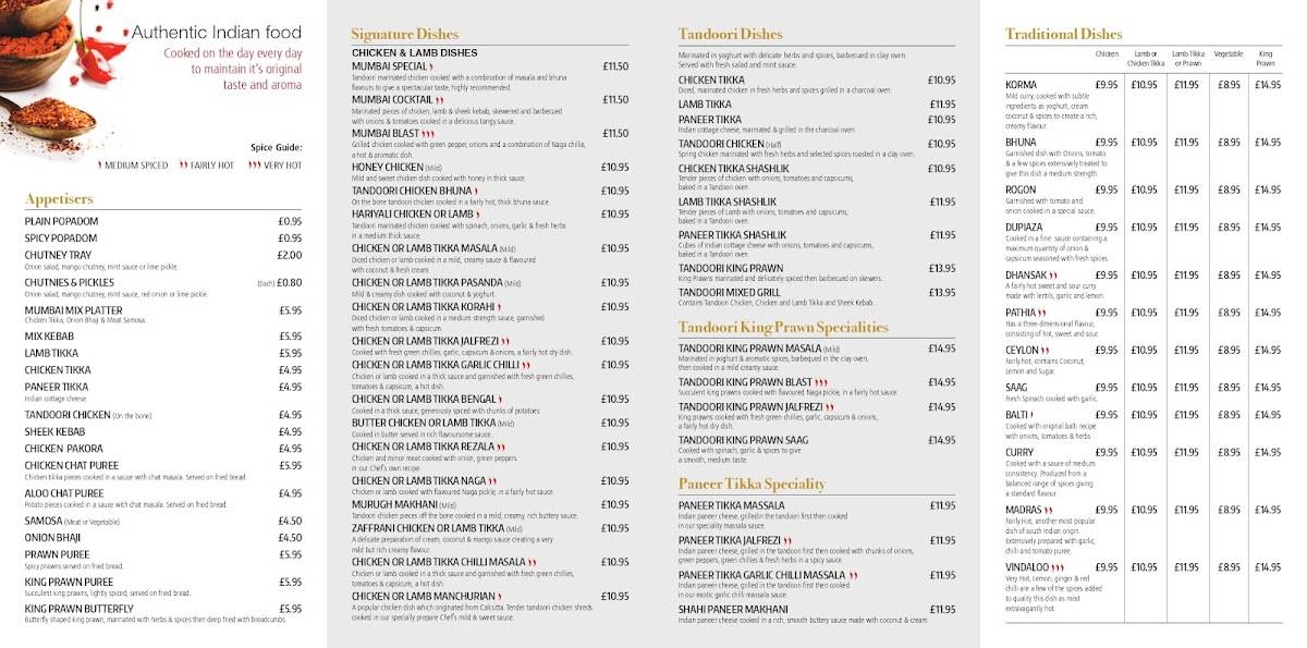 Menu at Indian Kitchen, Taunton
