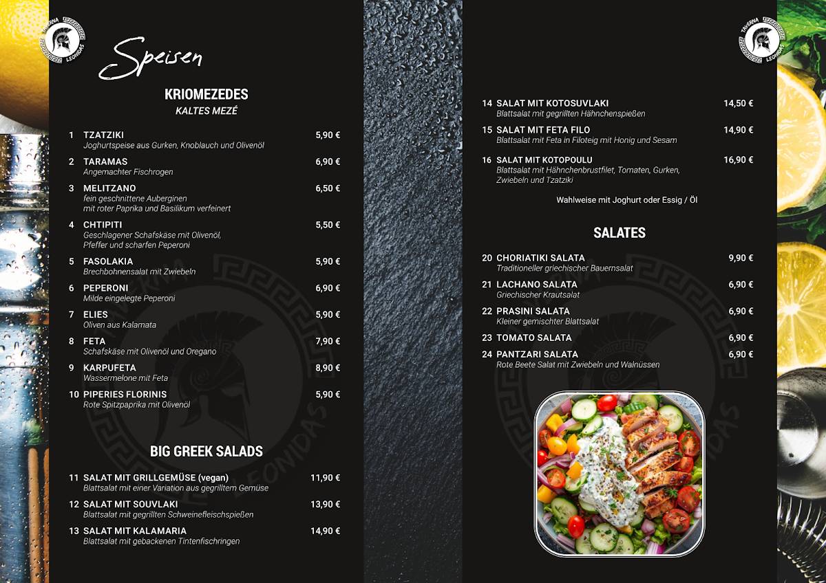Speisekarte von Taverna Leonidas restaurant, Michelstadt