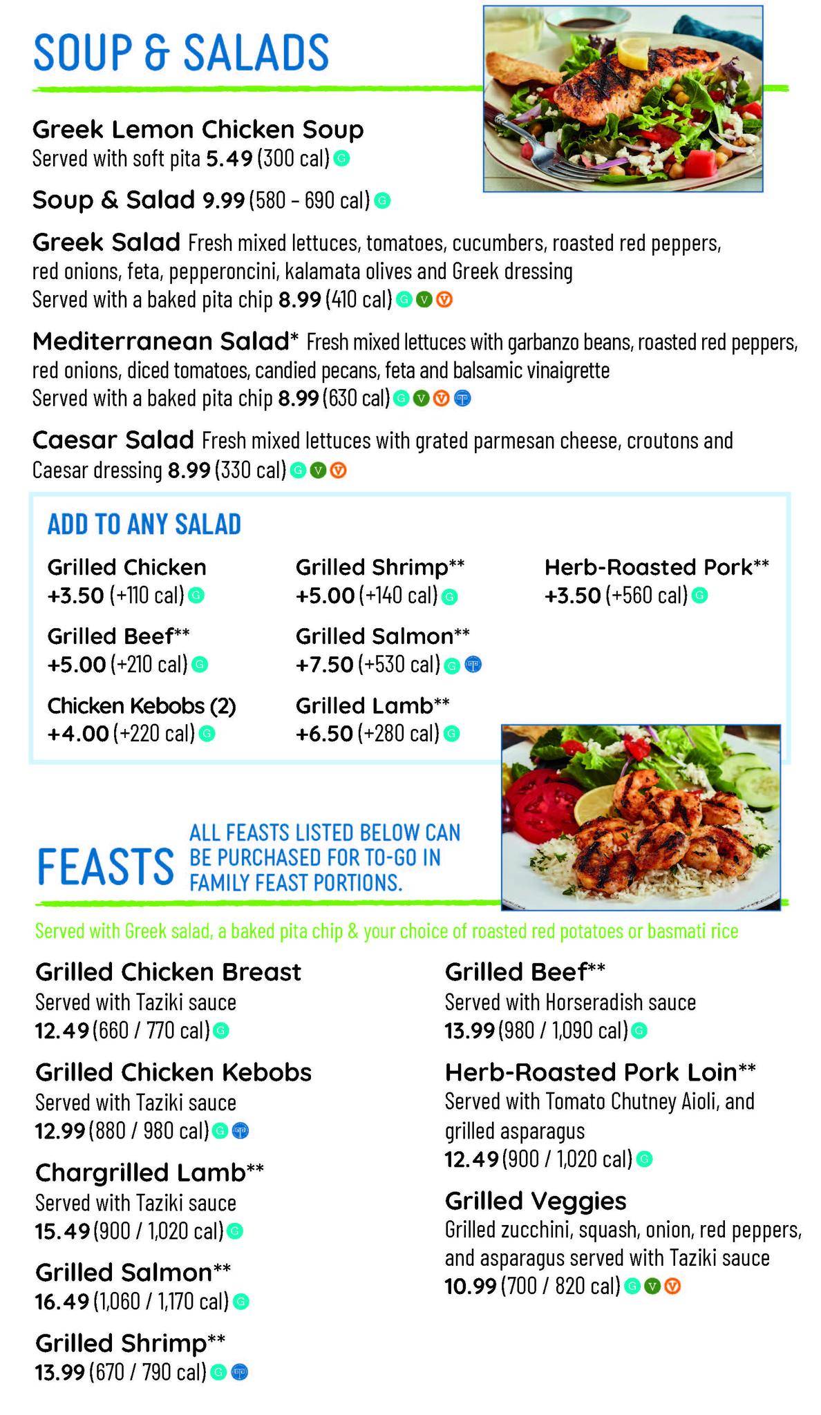 Menu at Taziki's Mediterranean Cafe, Huntsville