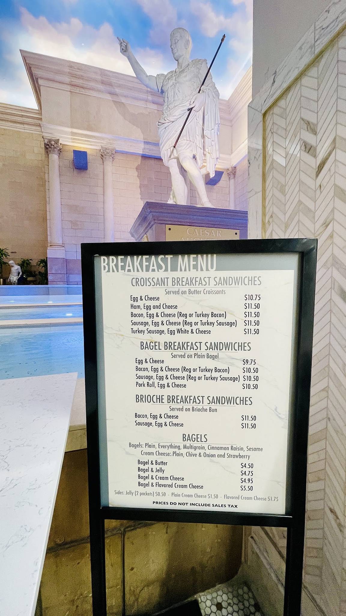 Menu at Tazza Caffé cafe, Atlantic City, Pacific Ave Caesars