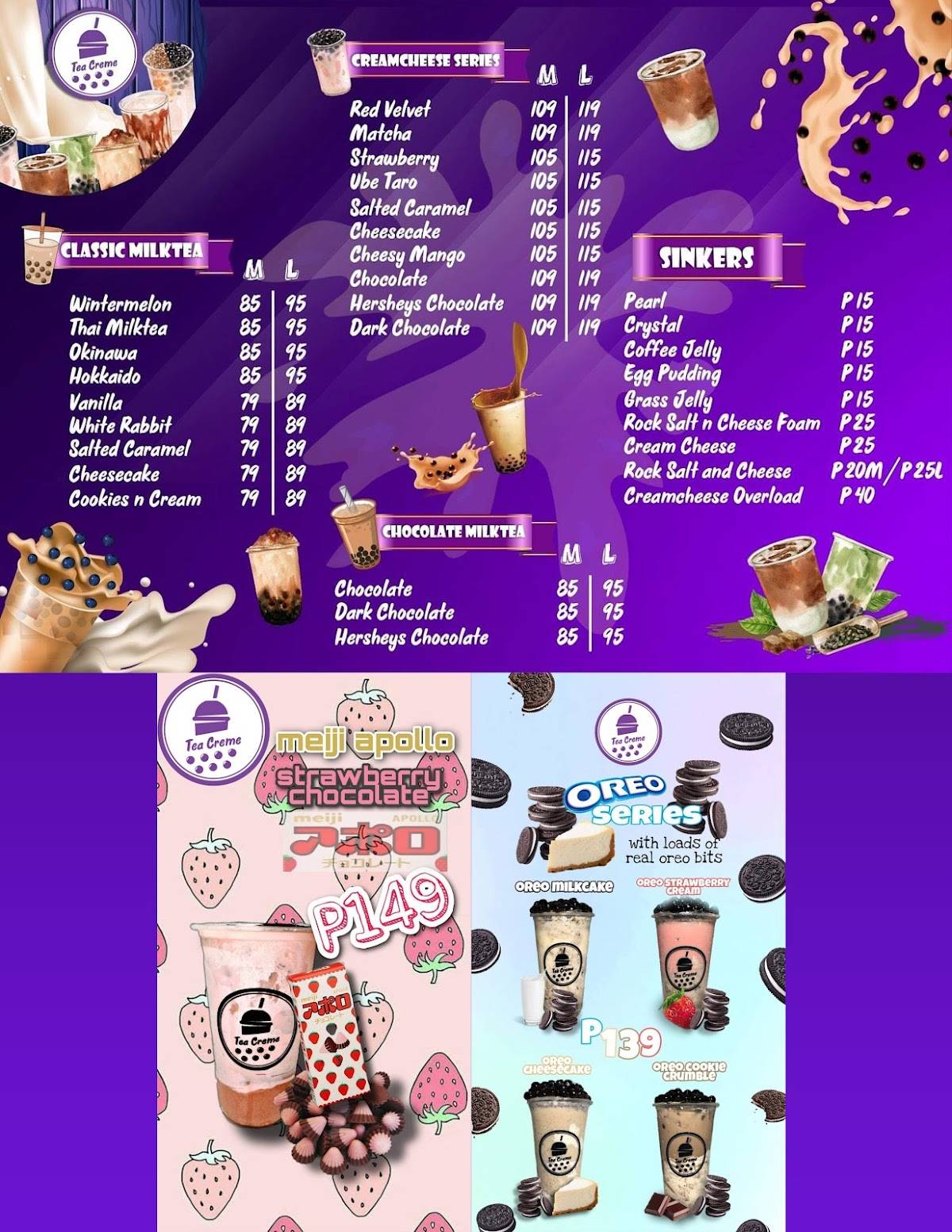 Menu at Tea Creme restaurant, Makati