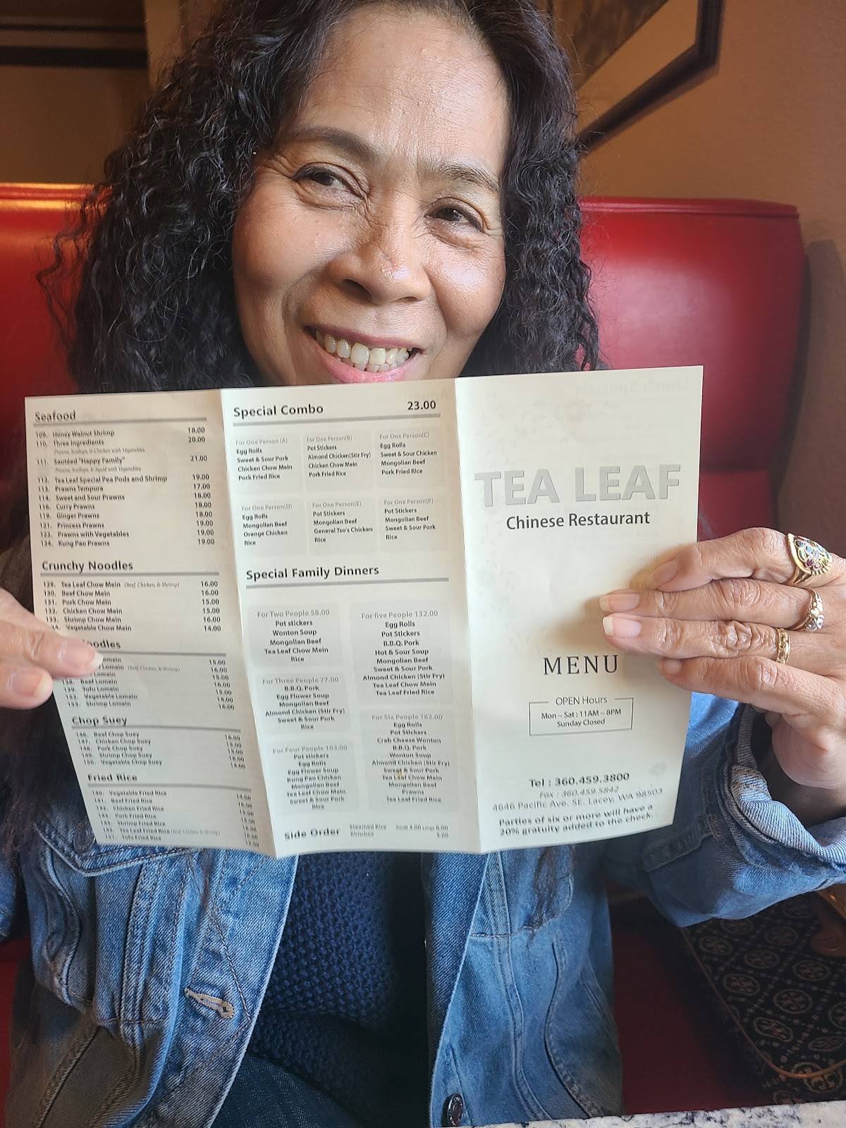 Menu at Tea Leaf 2 restaurant, Lacey