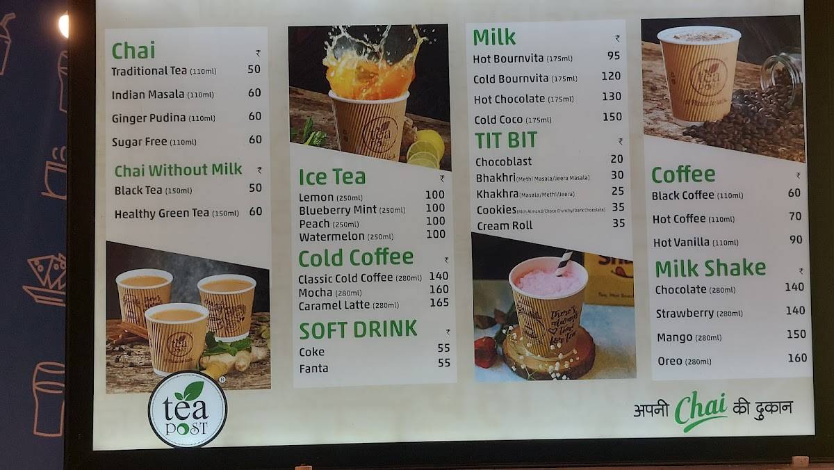Menu at Tea Post, Ahmedabad, Aquatic Gallery