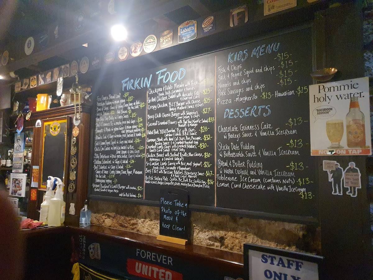 Menu at Fox & Firkin English Pub, Tea Tree Gully