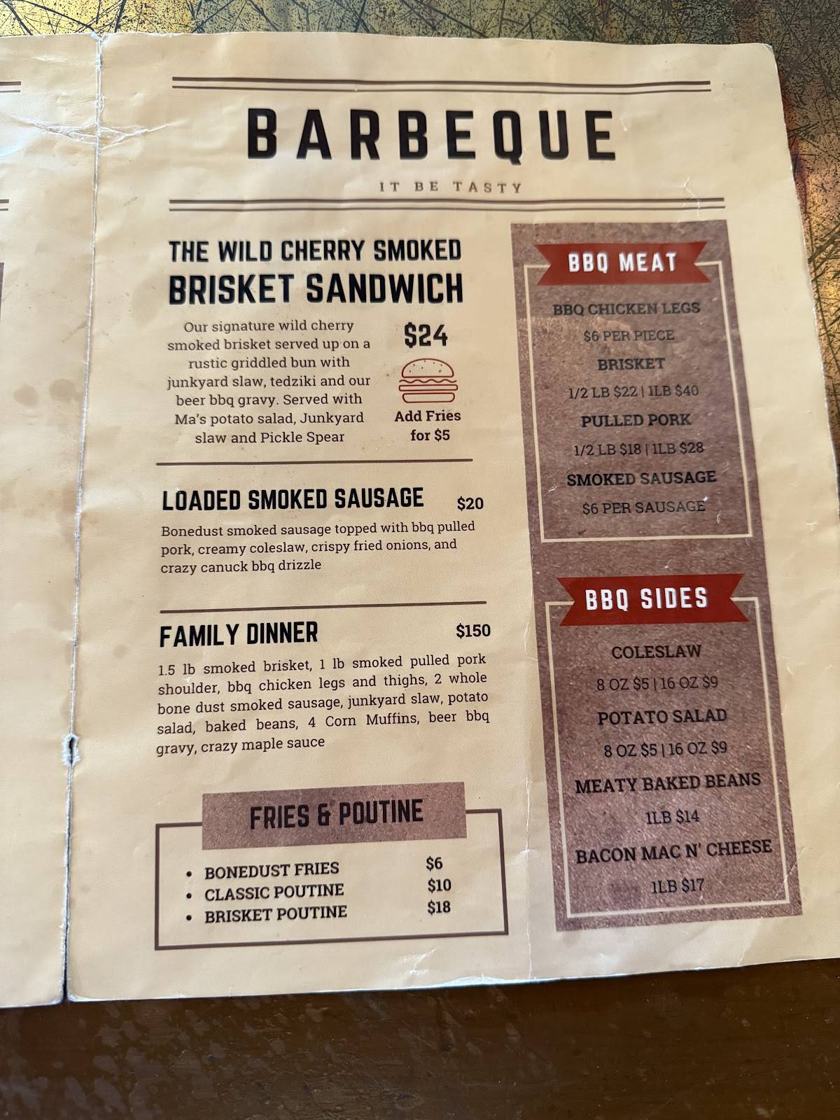 Menu at Ted Reader - The Joint BBQ, Whitby