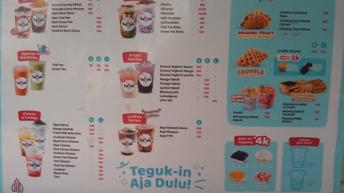 Menu at Teguk Mardani cafe, Central Jakarta