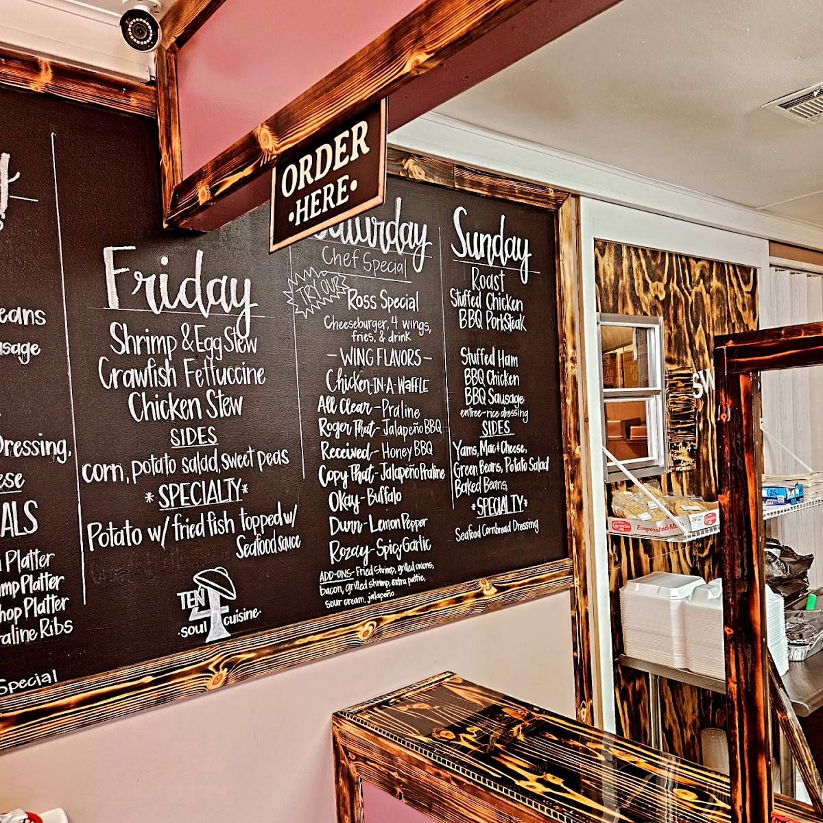 Menu at Ten4 Soul Cuisine restaurant, Lafayette