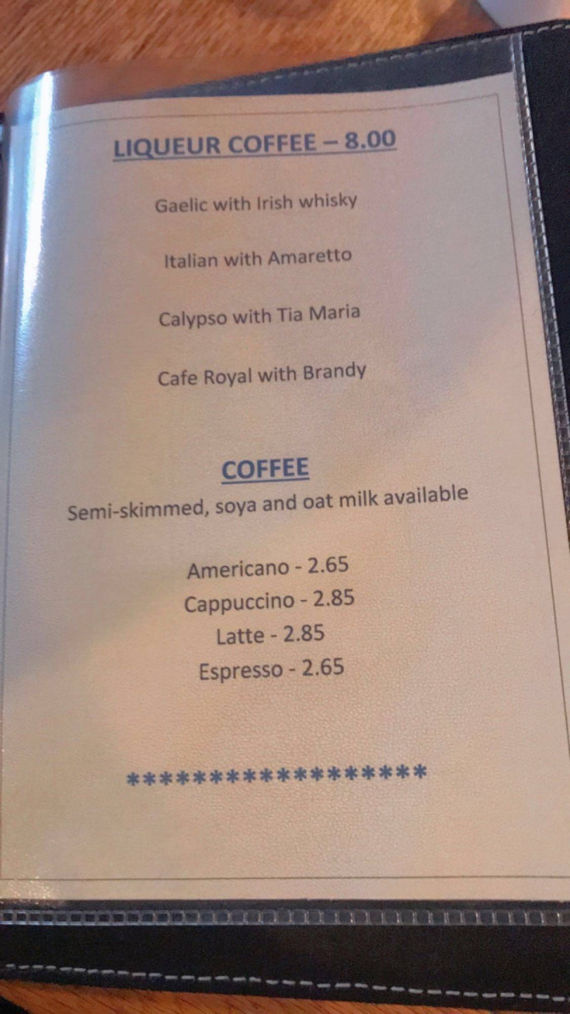 Menu at The Baytree pub & bar, Tenby