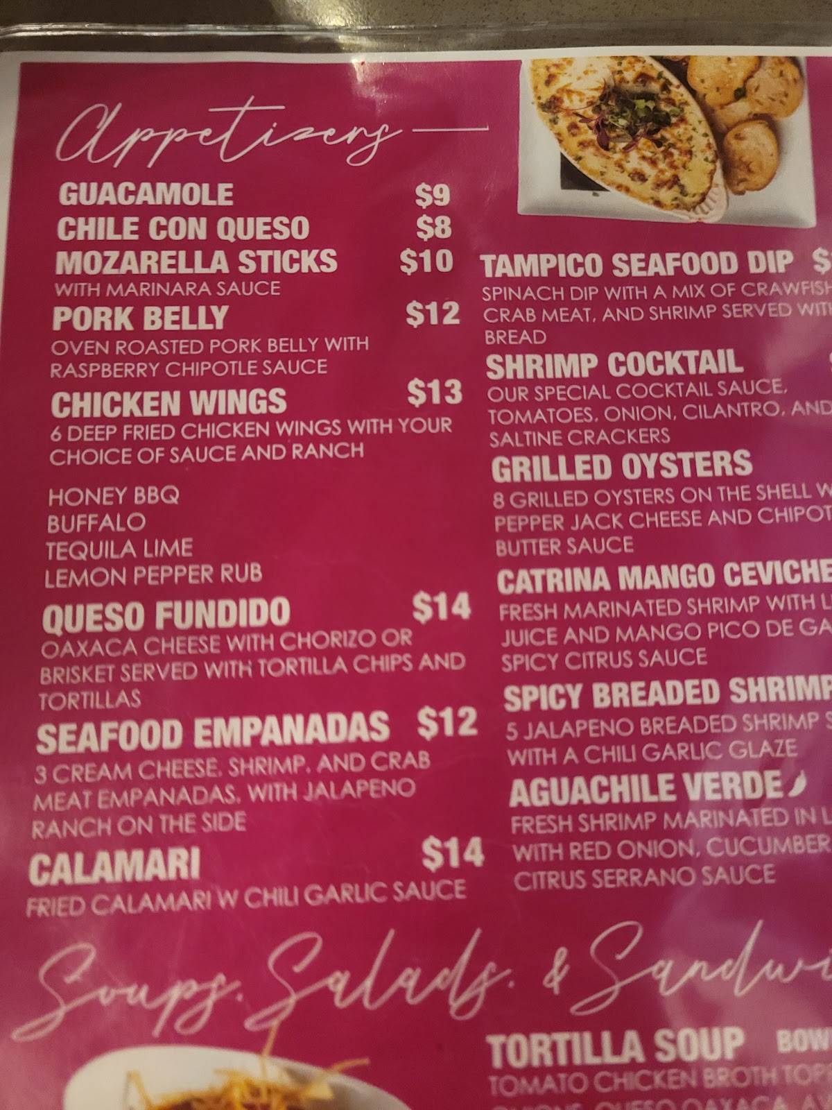 Menu at Tequila 45 mexican restaurant, Houston