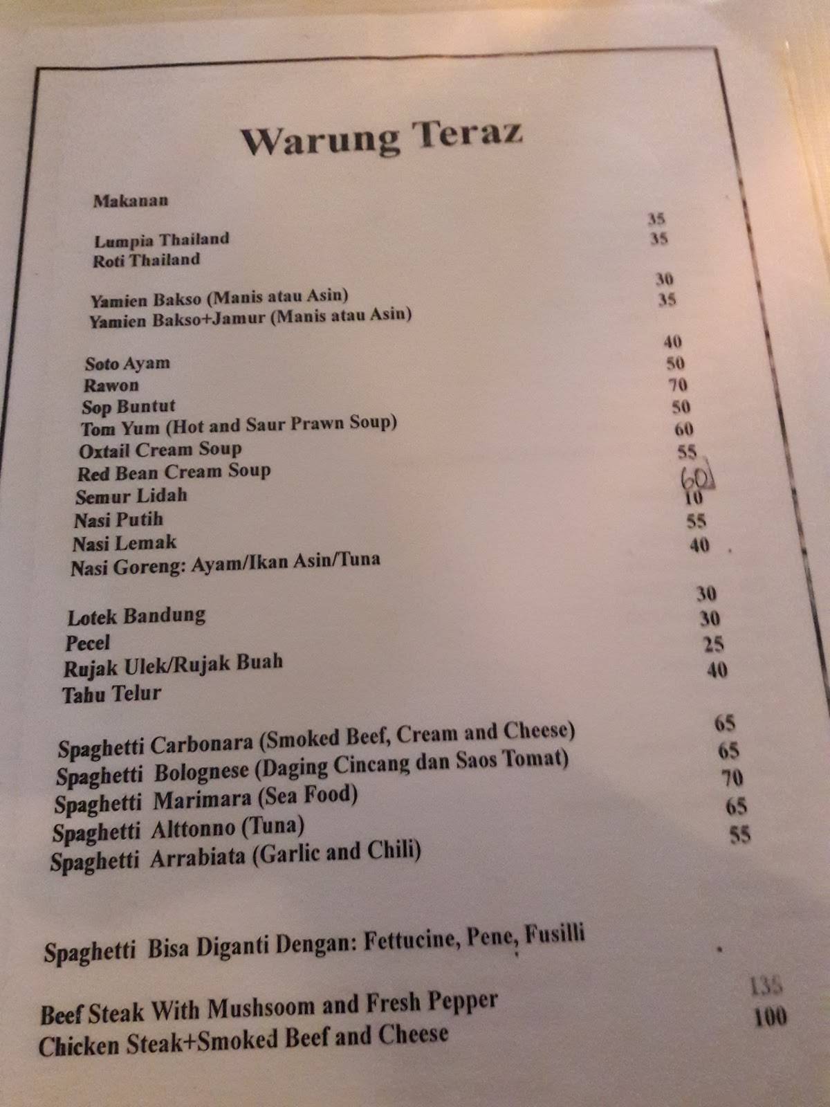 Carta de Teras Cafe, Tangerang del Sur, blok jc 1 no