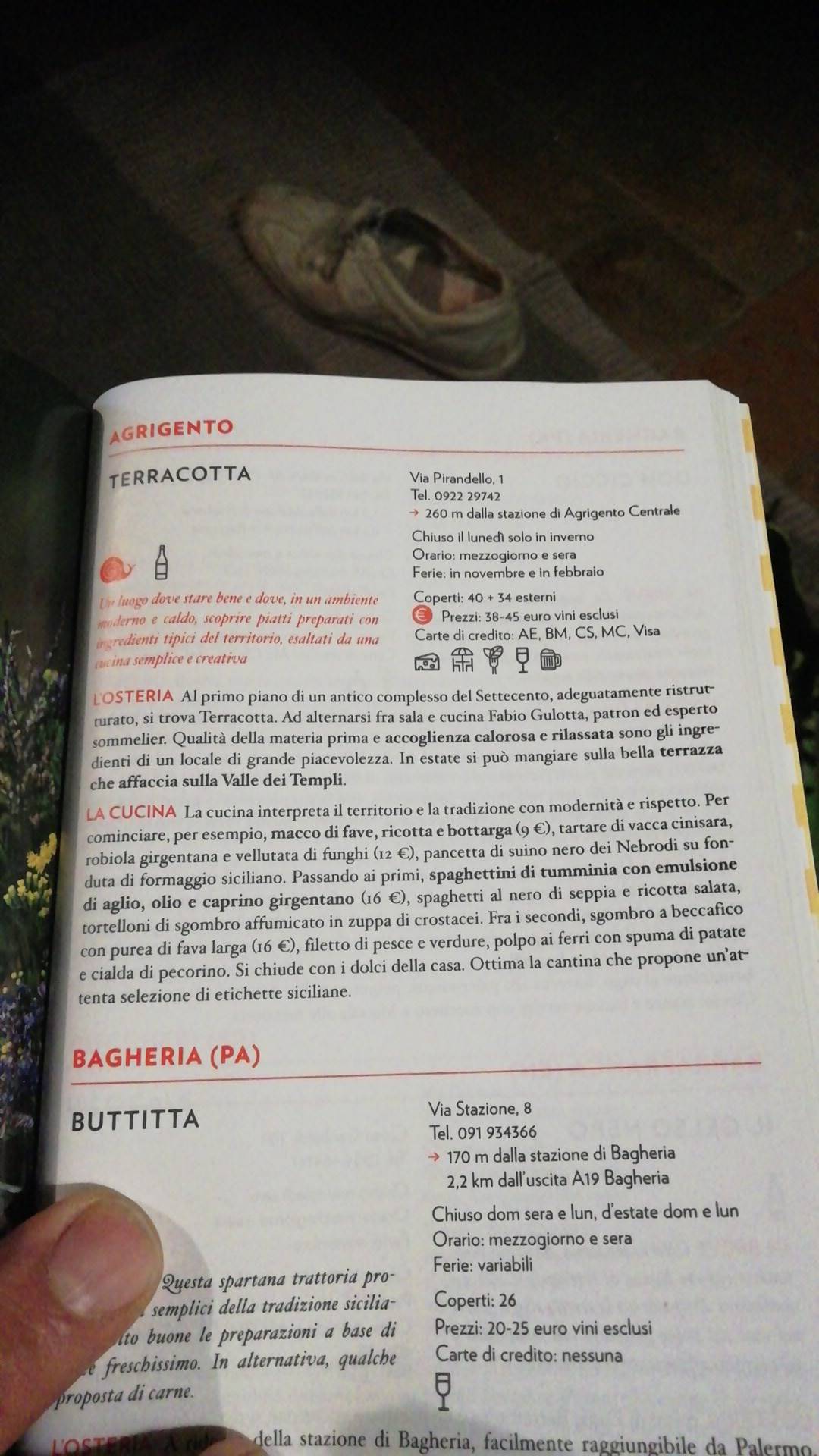Menu at Terracotta cucina naturale restaurant, Agrigento
