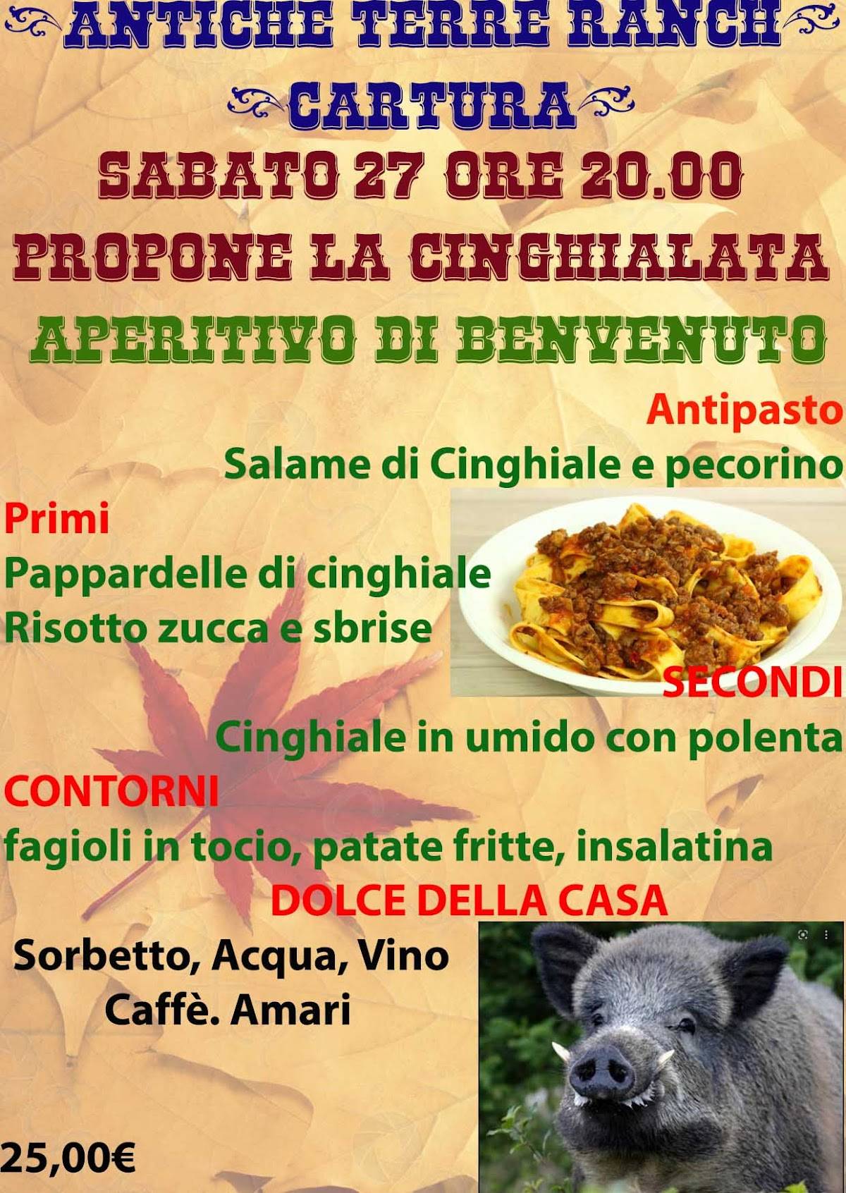 Menu at Terre Antiche restaurant, Cartura