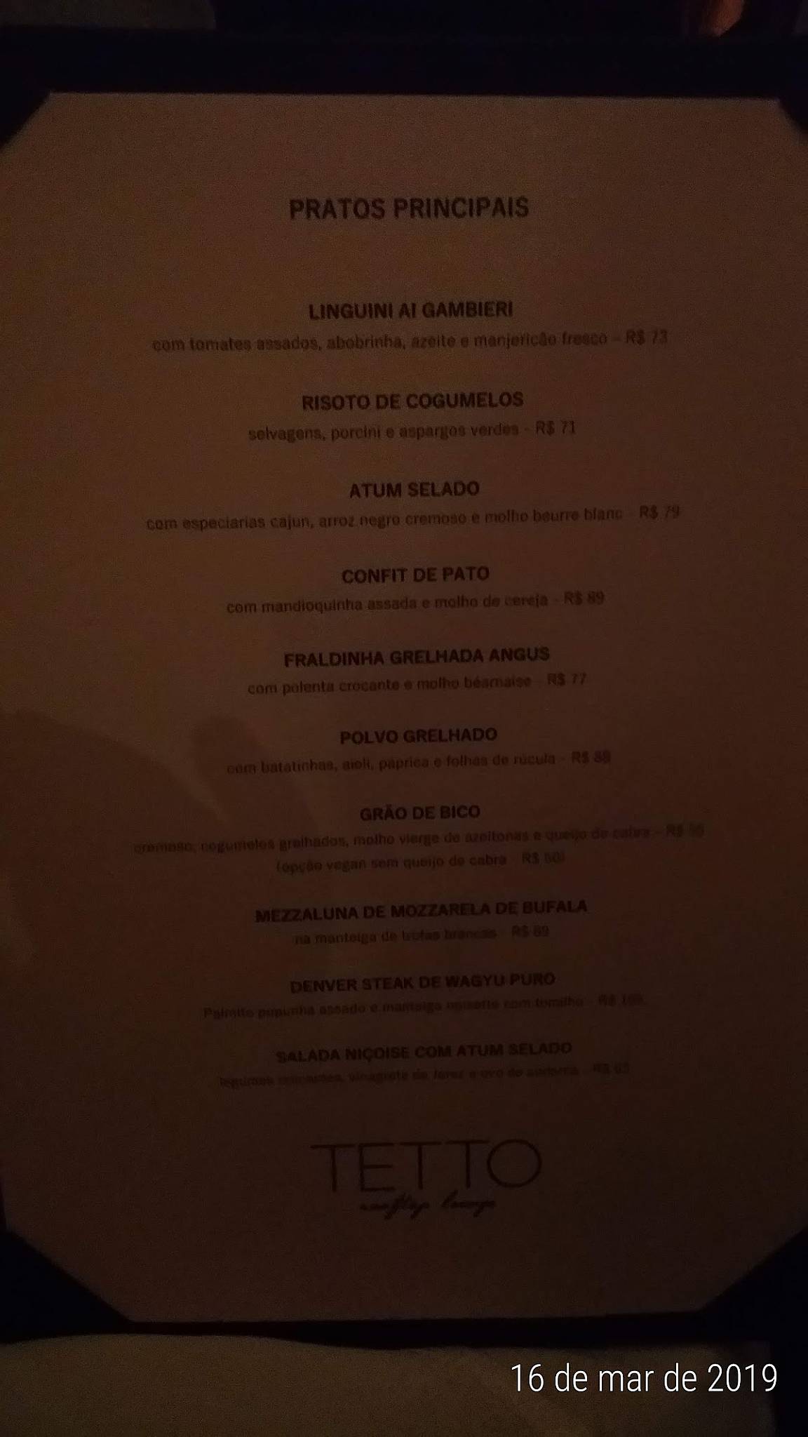 Menu em Tetto Rooftop Lounge pub & Bar, São Paulo