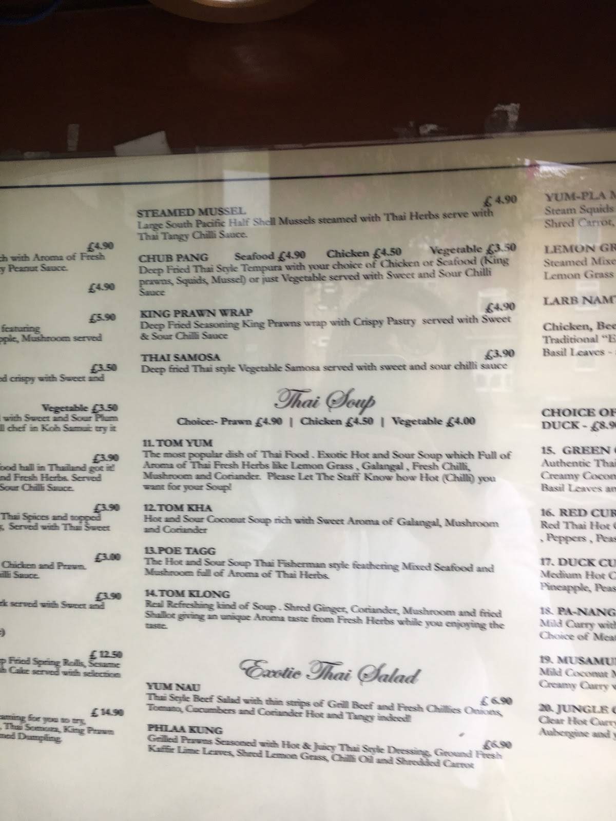 Menu at Thai Four Two restaurant, Broadstairs