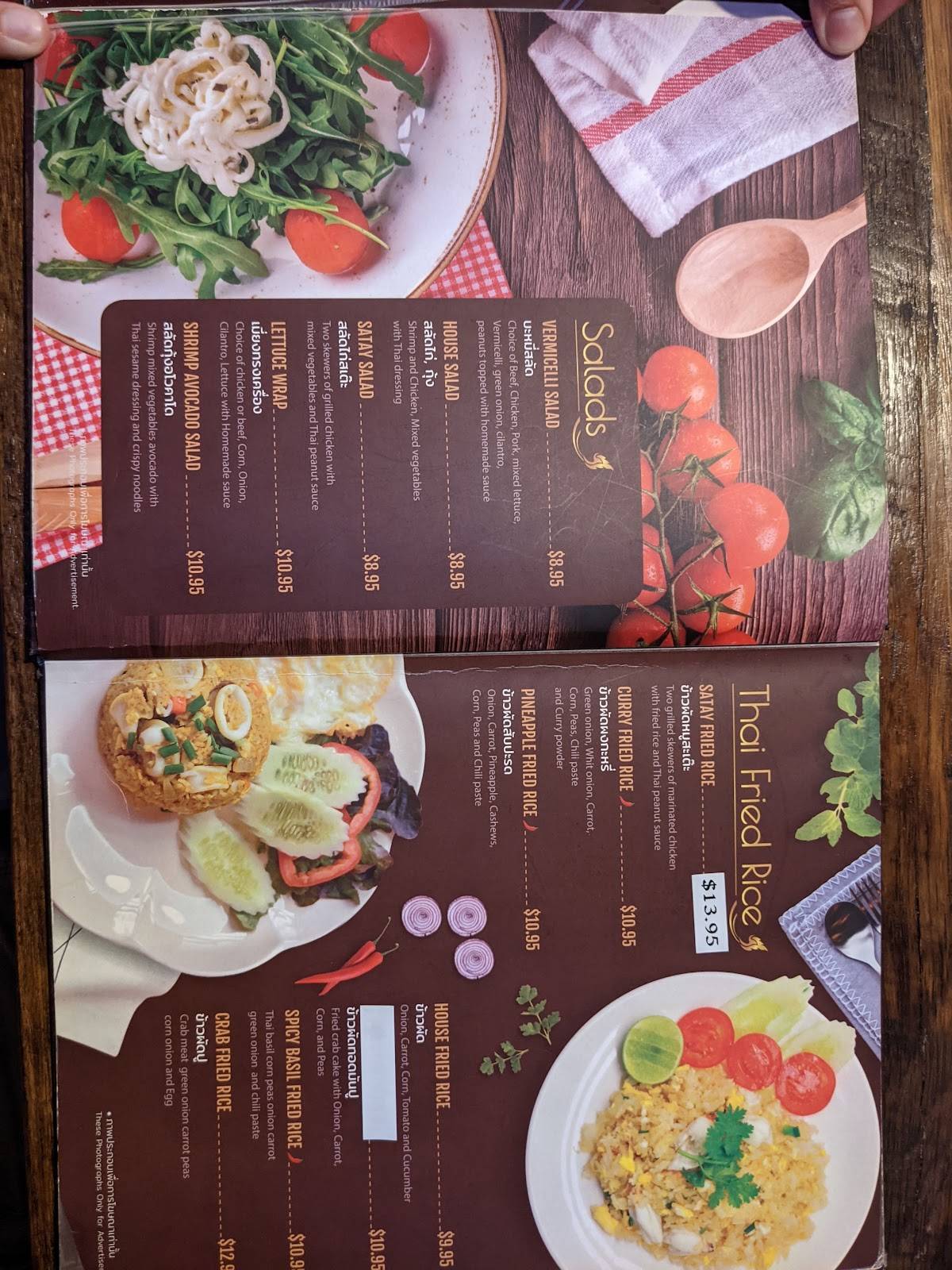 Menu at Thai Jasmine restaurant, Lima