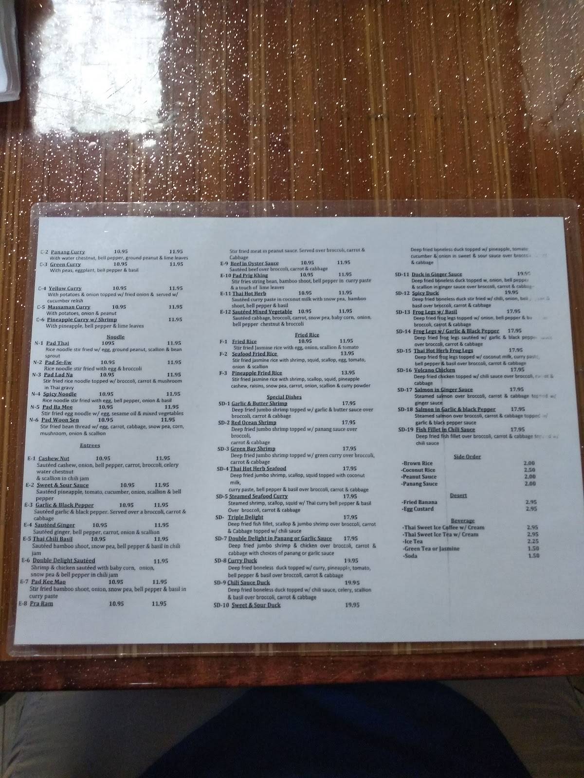 Menu at Thai Phoon Restaurant, Crystal River