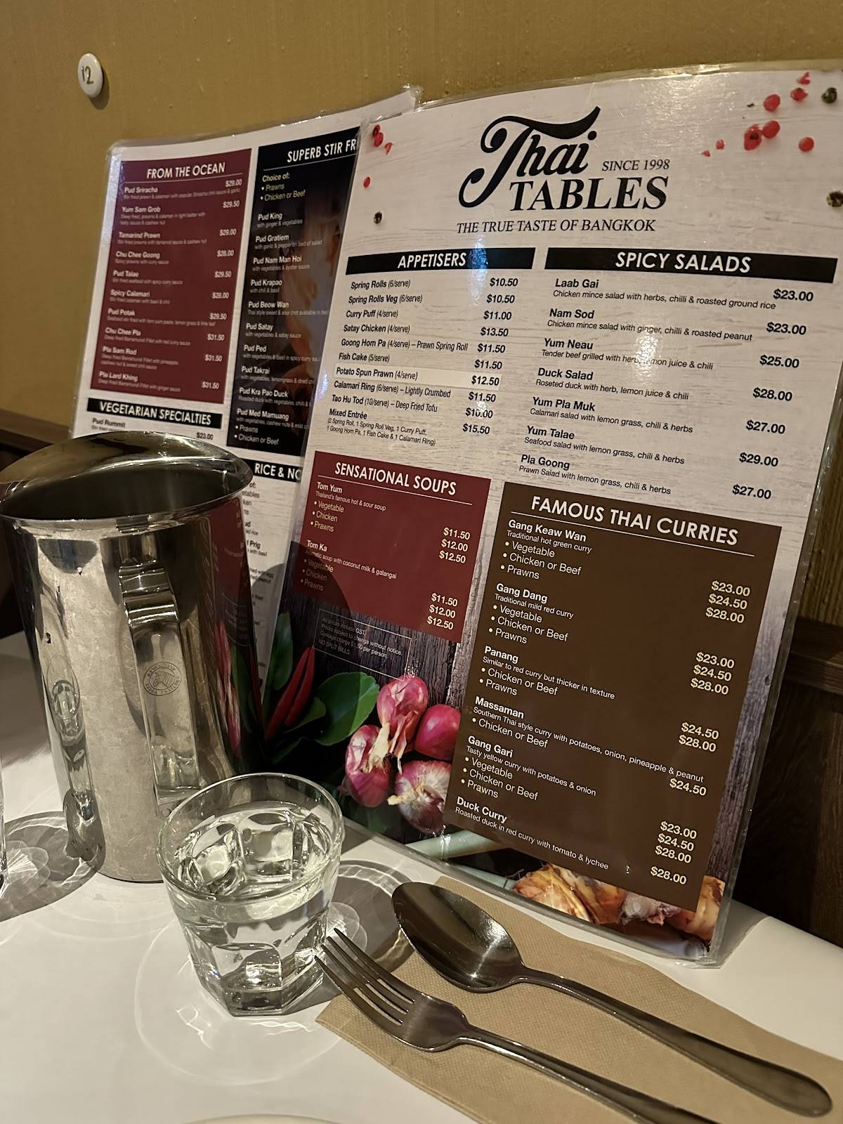 Menu at Thai Tables restaurant, Bayswater