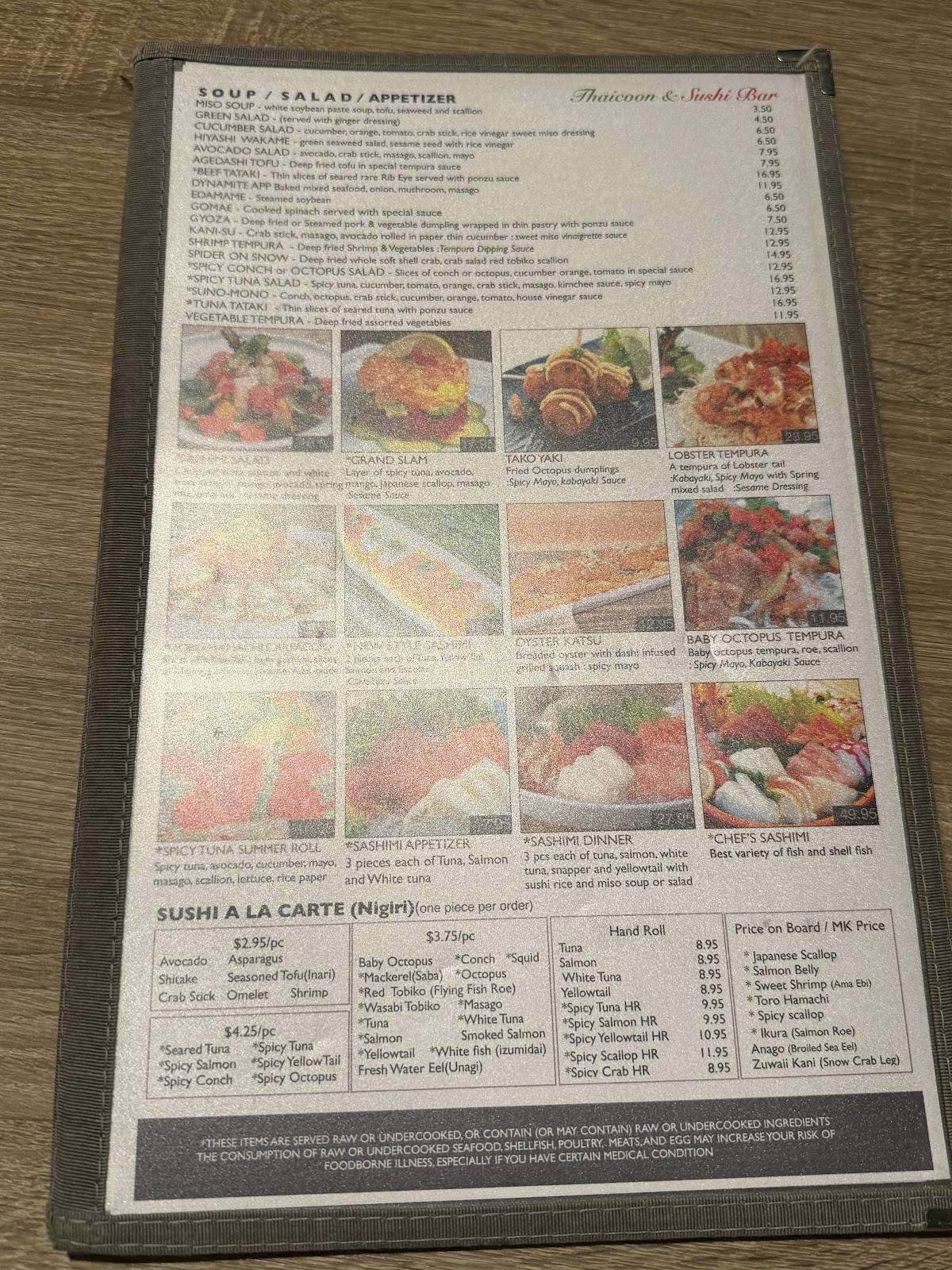 Menu at Thaicoon & Sushi Bar, Atlanta, Briarcliff Rd NE Suite W