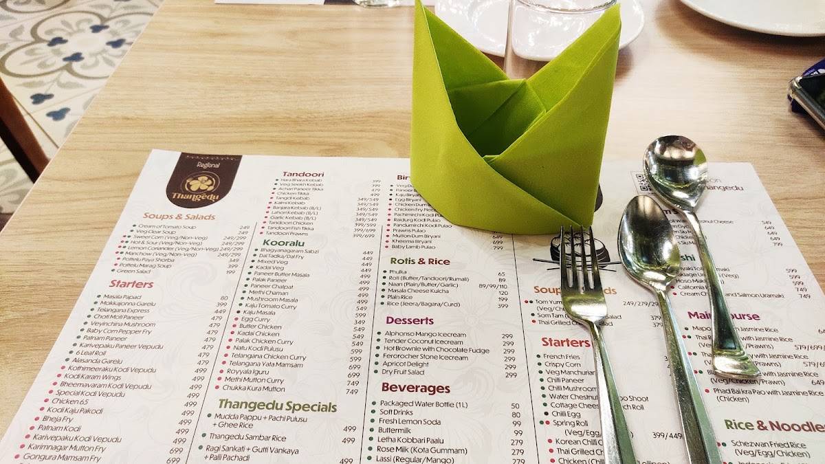 Menu at Thangedu, Rai Durg