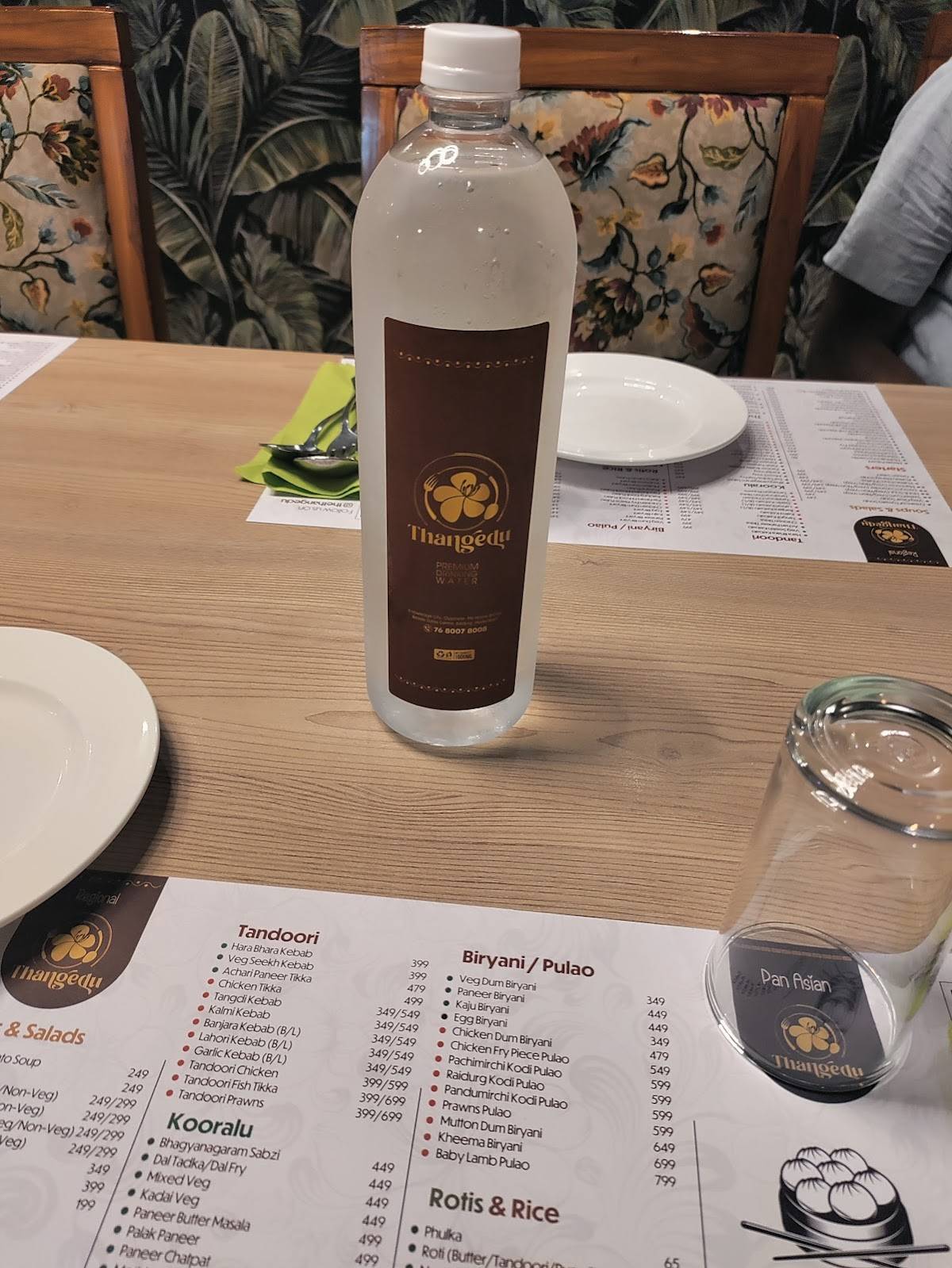 Menu at Thangedu, Rai Durg