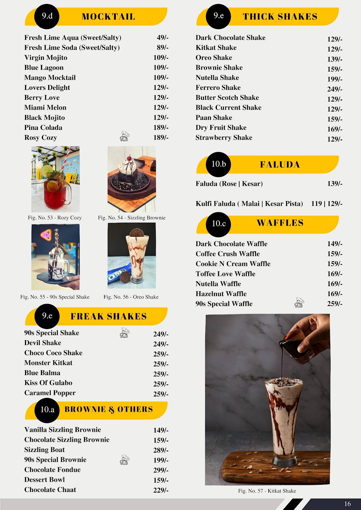 Menu at The 90s Café - Chapter 2, Bhilai