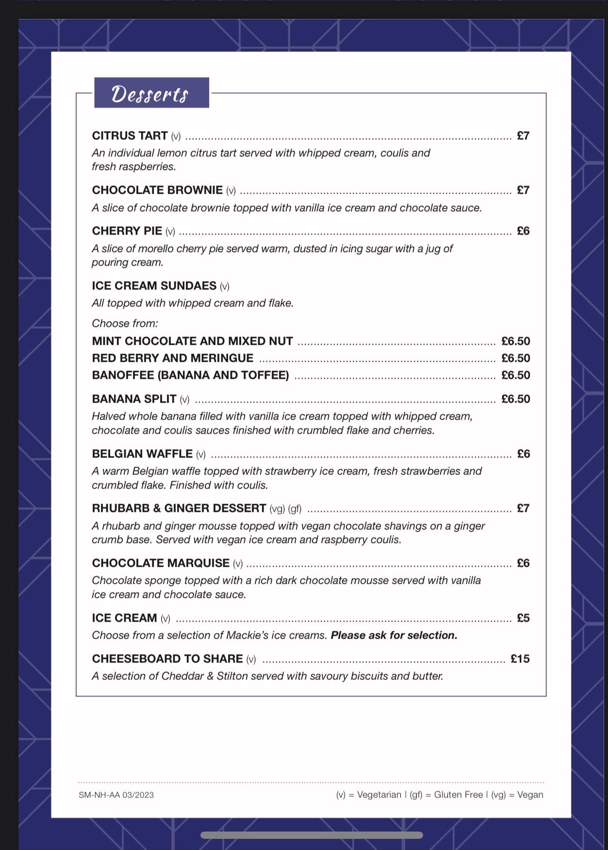 Menu at The Alvanley Arms pub & bar, Tarporley, Cotebrook