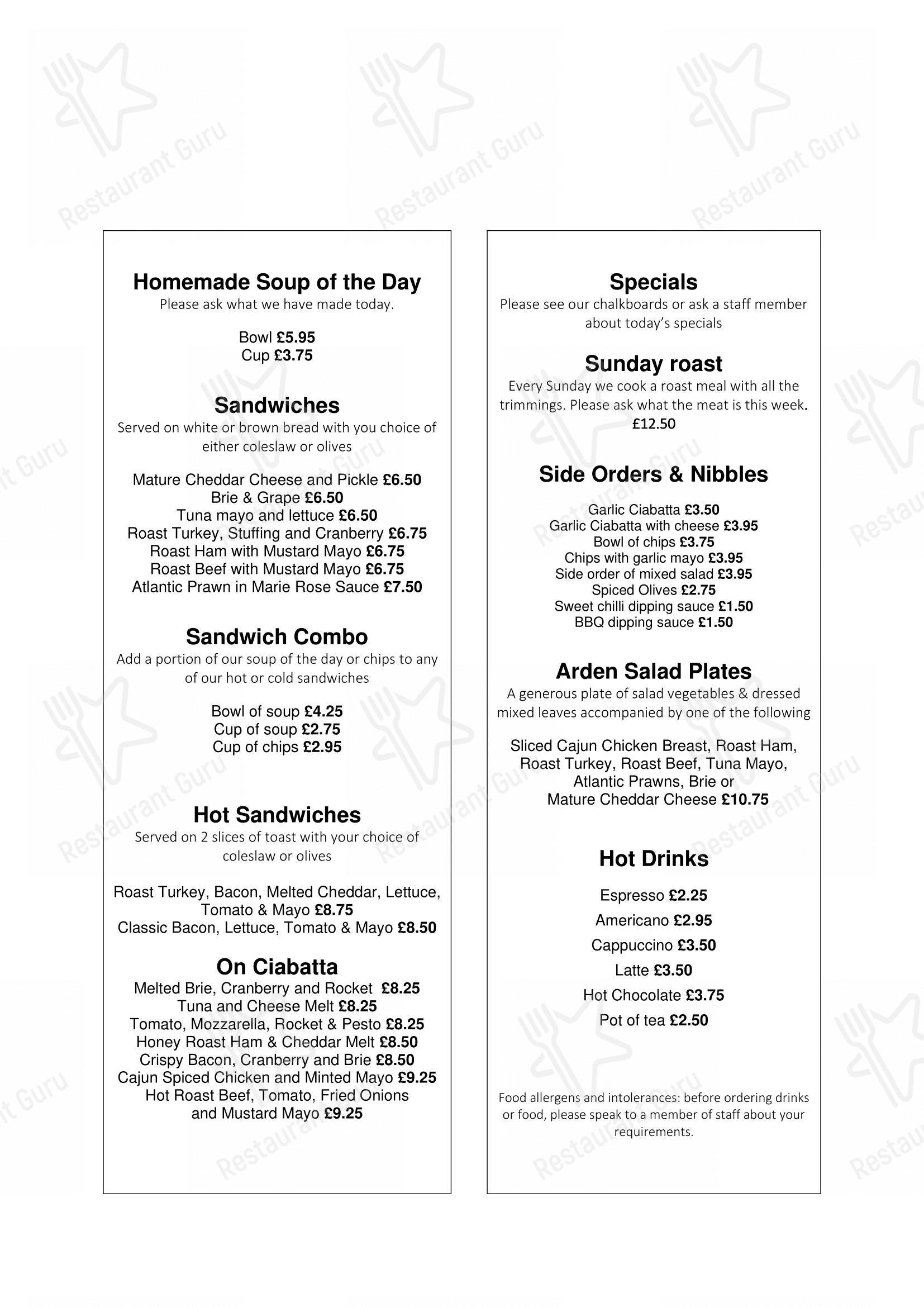 Menu at The Arden Arms pub & bar, Stockport, 23 Millgate