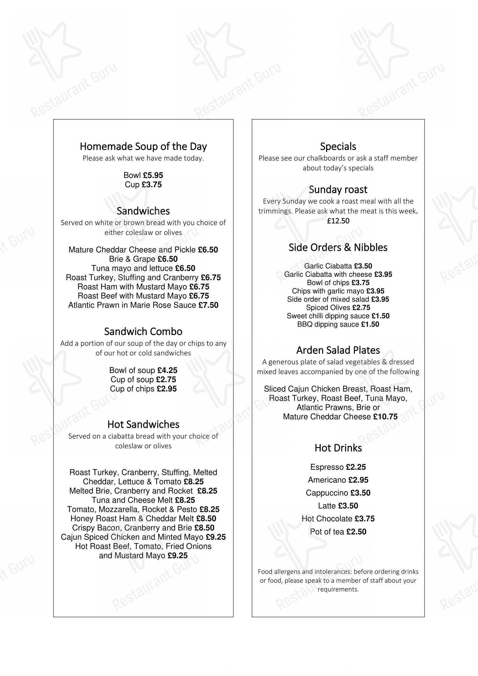 Menu at The Arden Arms pub & bar, Stockport, 23 Millgate
