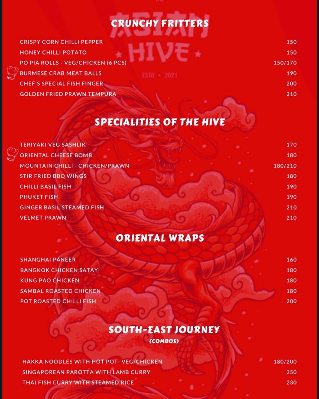 Menu at Asian Hive, Chennai, NO.88