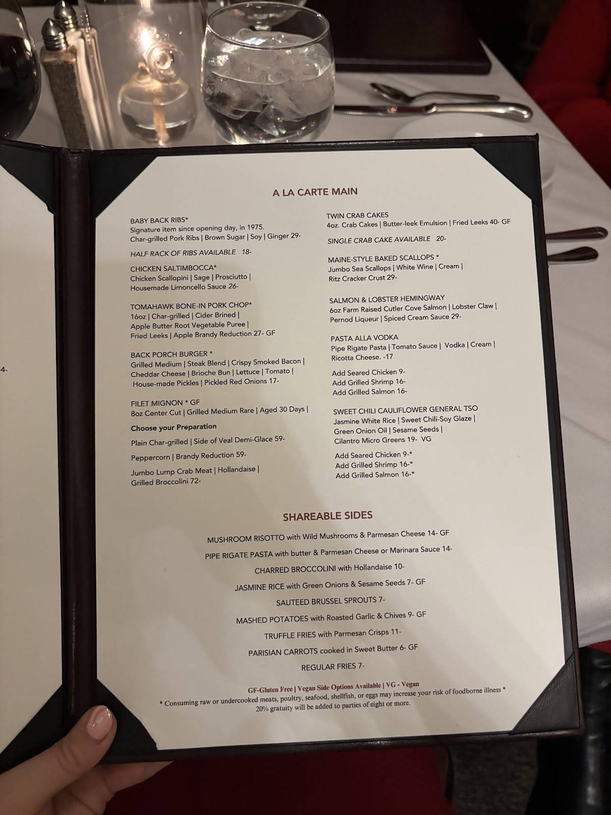 Menu at The Back Porch Restaurant, Belle Vernon