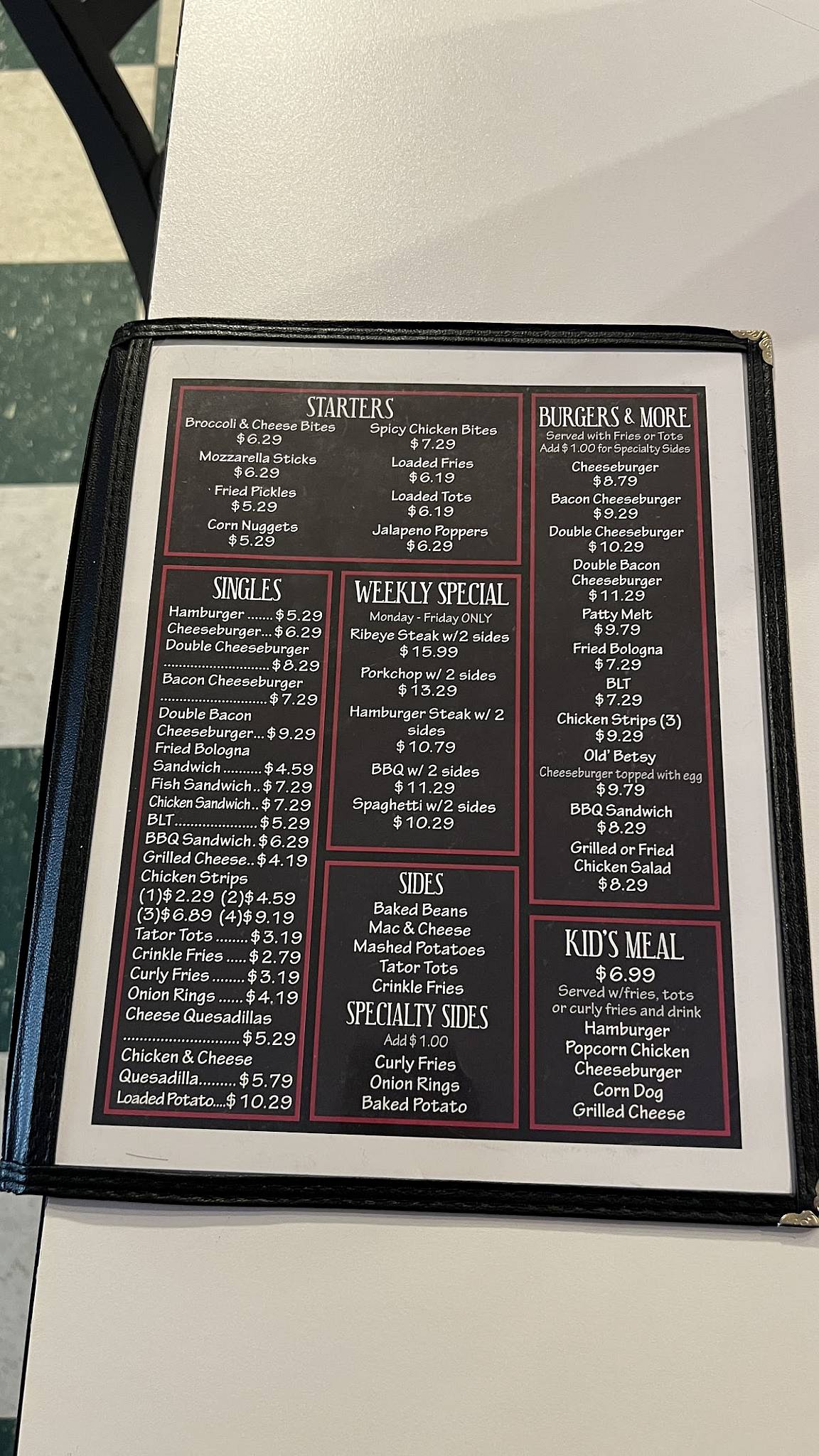 Menu at The Barn, Mount Pleasant