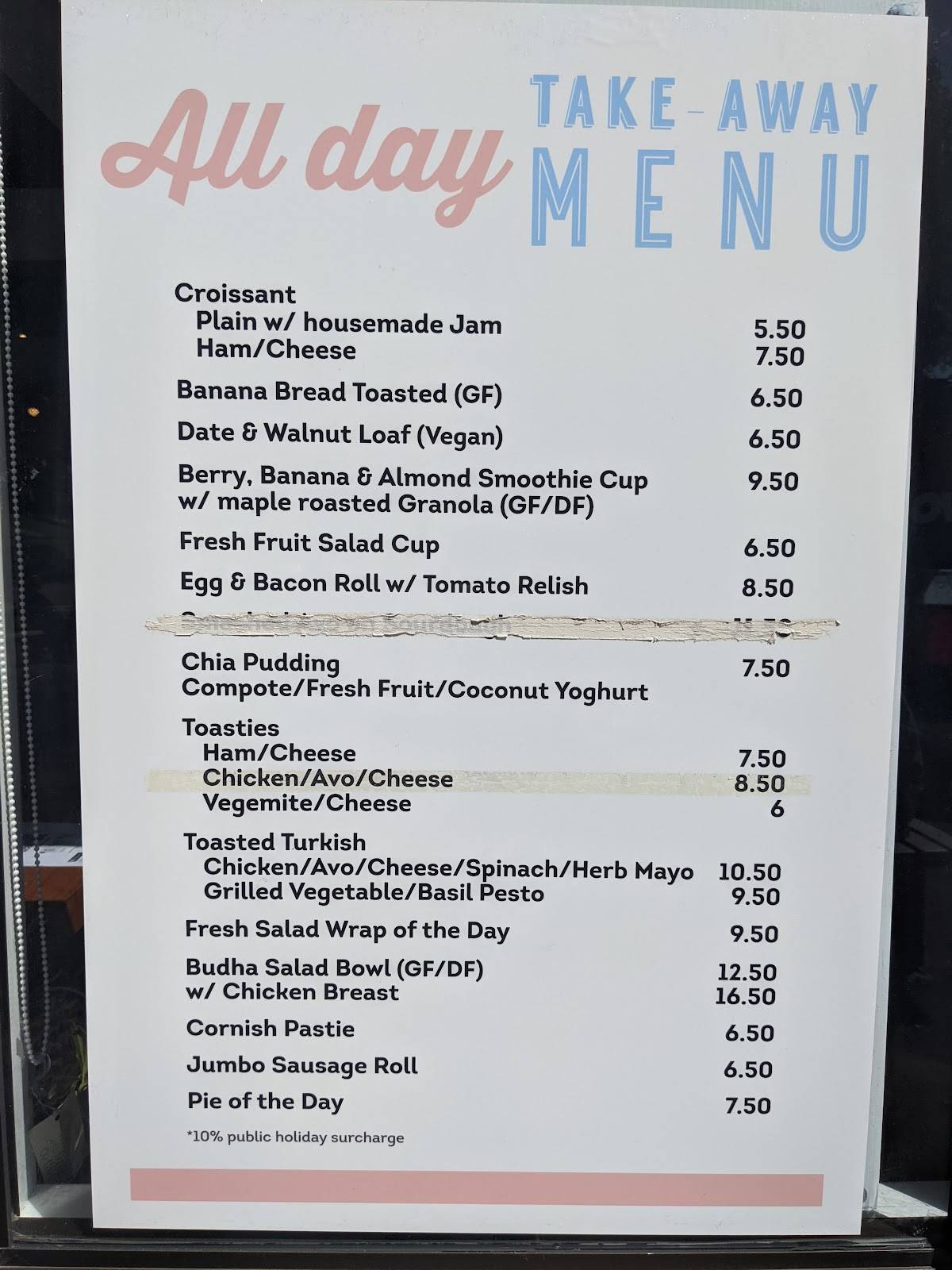 Menu at The Beach Kiosk Cafe, Warrnambool, 65 Pertobe Rd