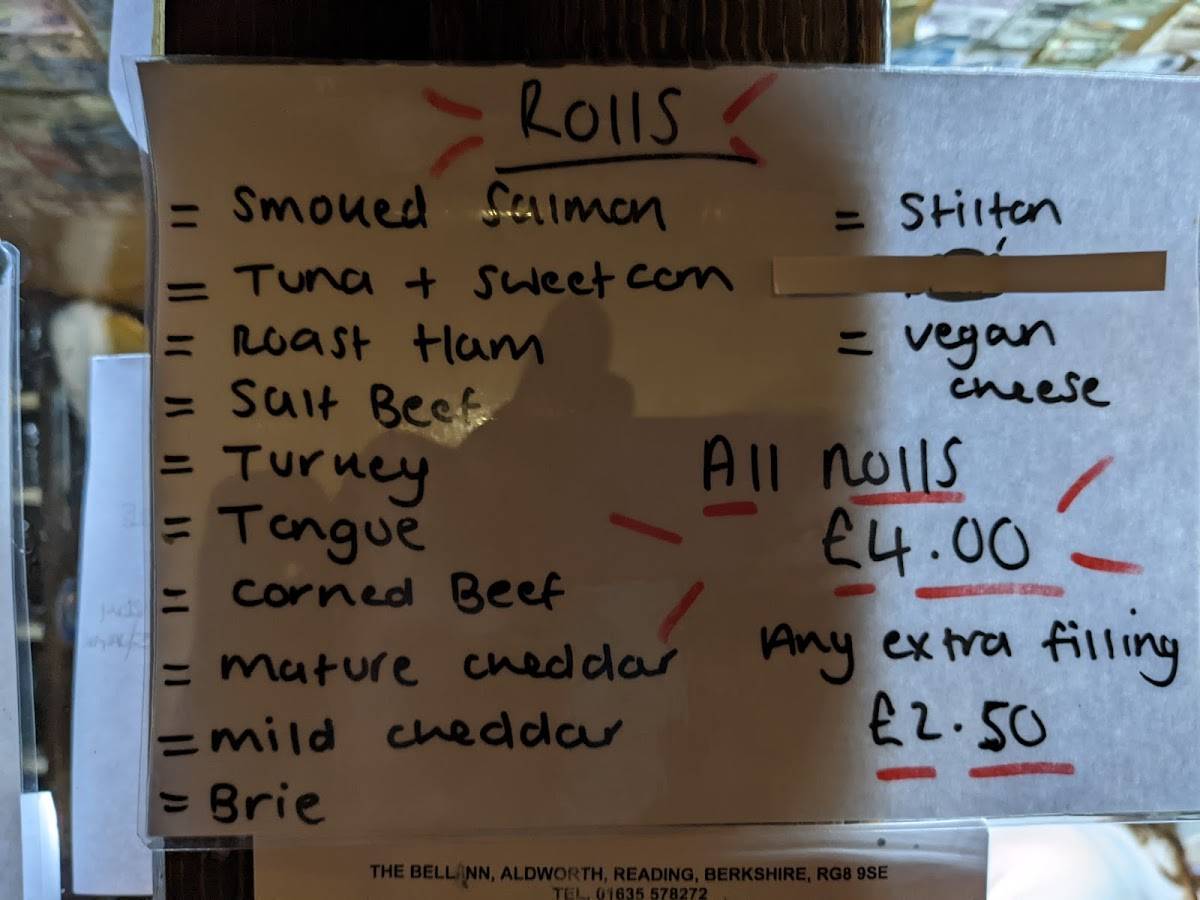 Menu at The Bell Inn, Aldworth pub & bar, Aldworth, Bell Ln