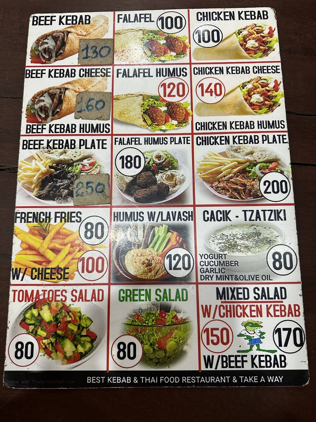 Menu at The Best Kebab & Thai Food restaurant, Chiang Mai