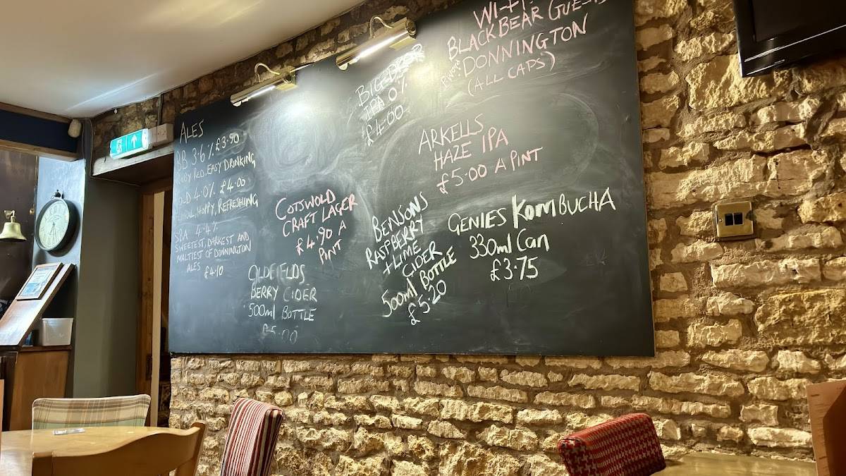 Menu at The Black Bear Inn pub & bar, Moreton-in-Marsh