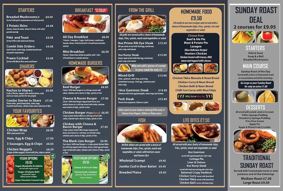 Menu at The Black Lion pub & bar, Stoke-on-Trent, 895 London Rd