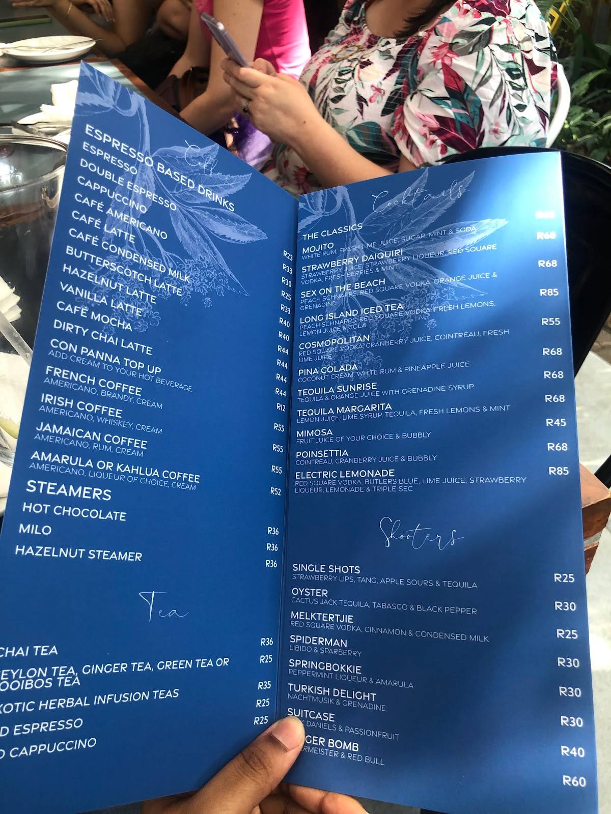 Menu at The Blue Gate restaurant, Nelspruit
