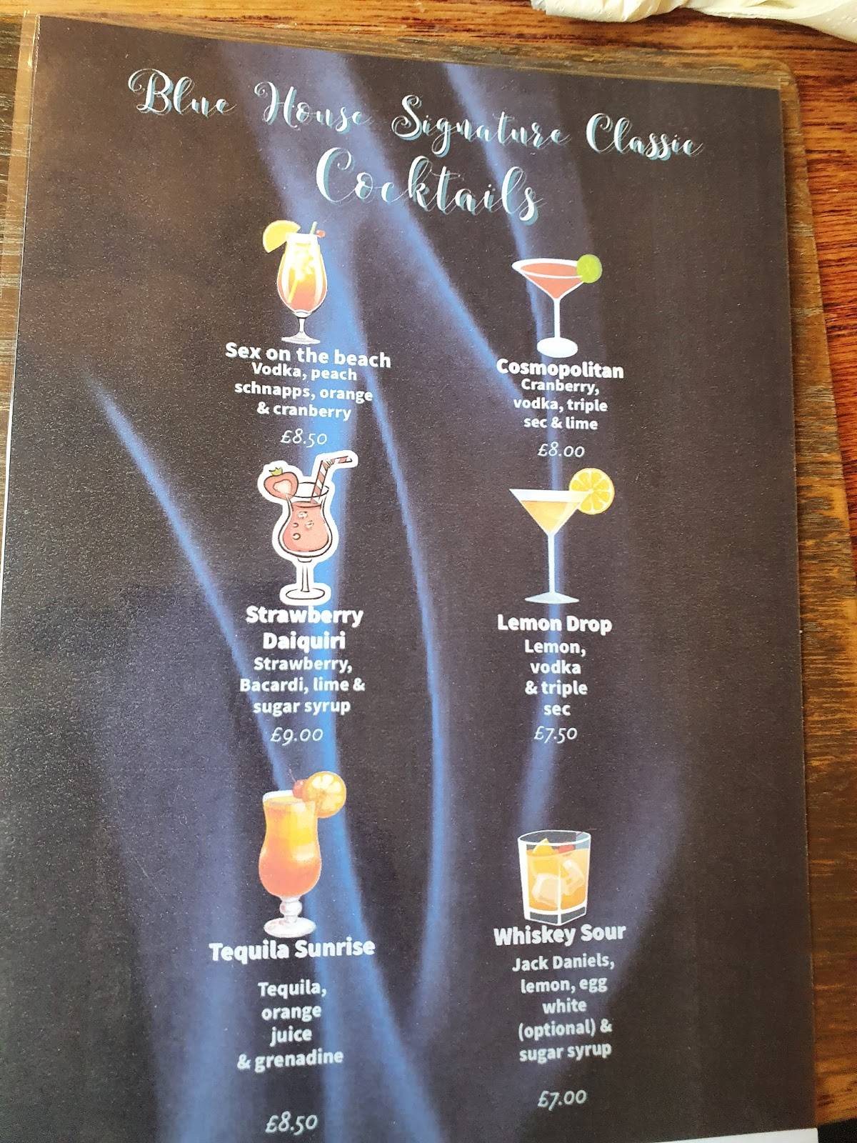 Menu at The Blue House restaurant, South Hetton