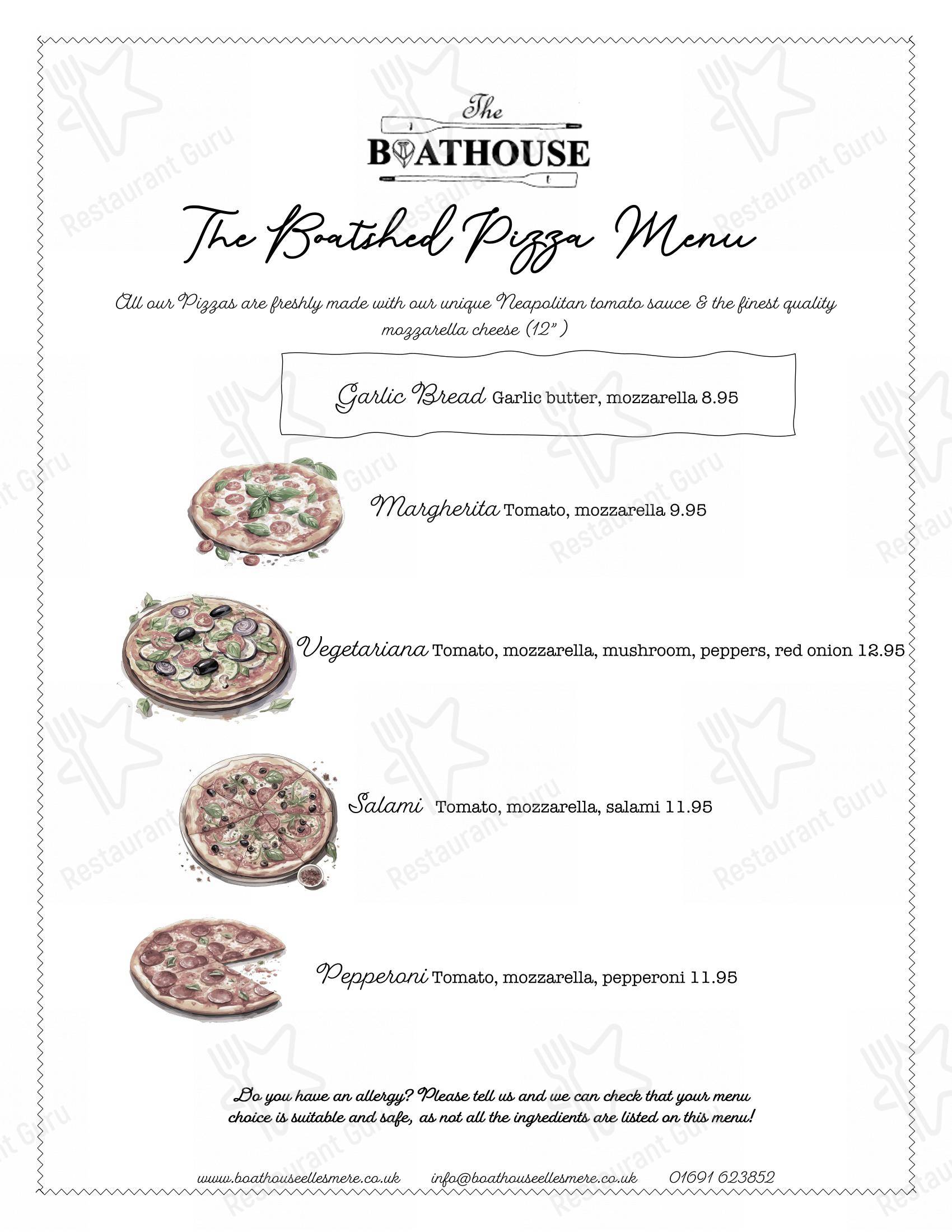 Menu at The Boat House cafe, Ellesmere
