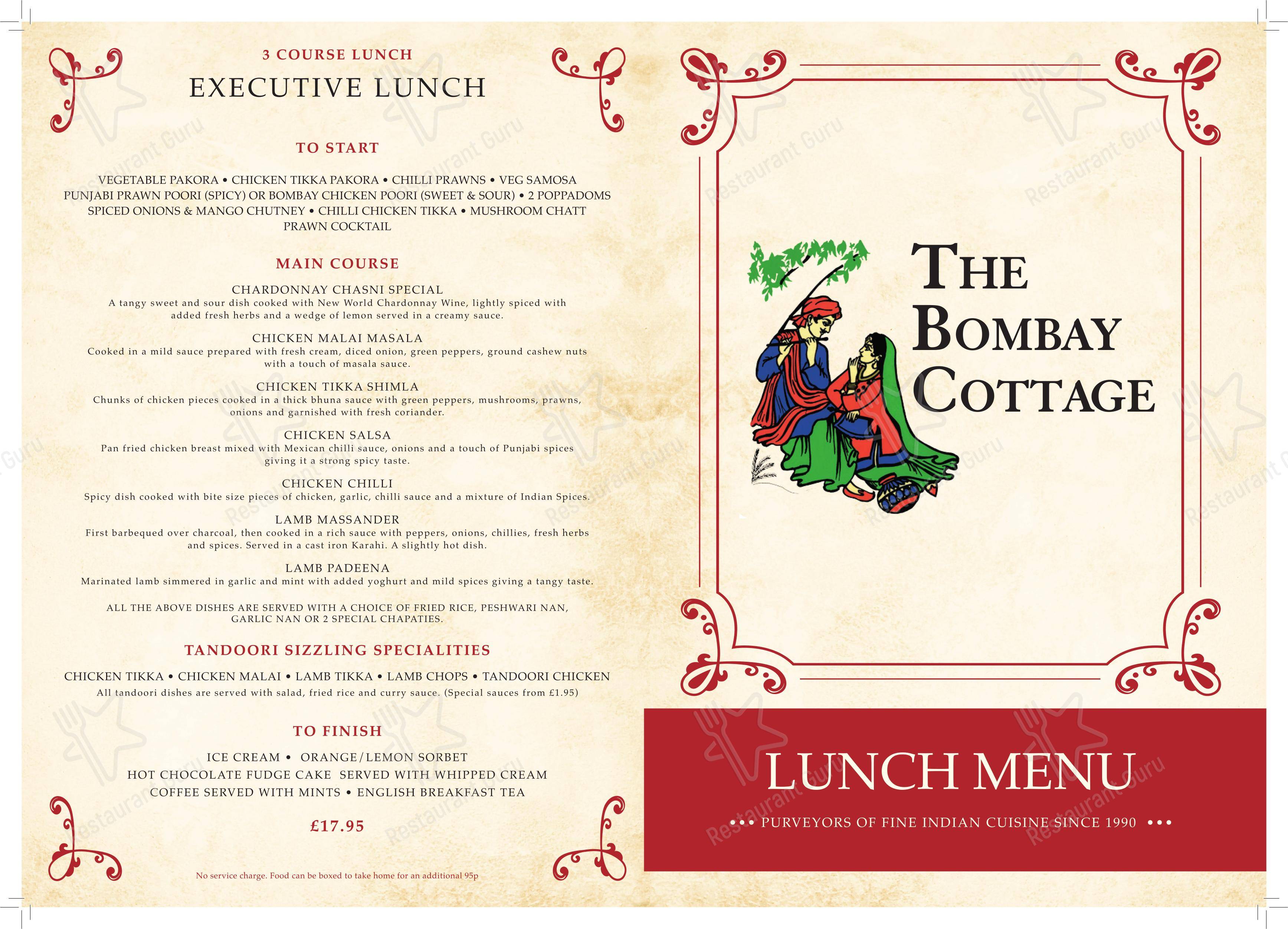 Menu at The Bombay Cottage restaurant, Hamilton, 4 Lower Auchingramont Rd