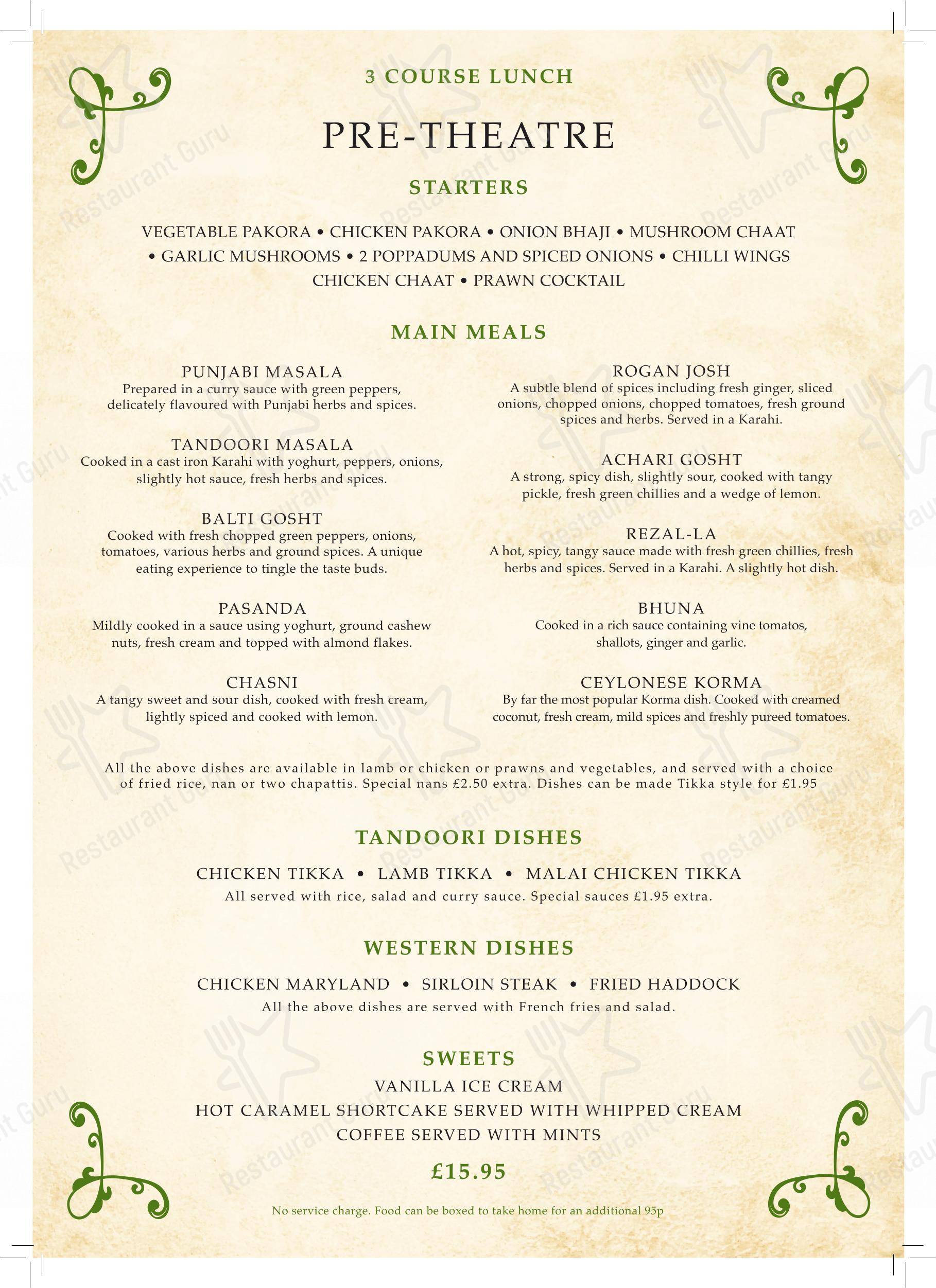 Menu at The Bombay Cottage restaurant, Hamilton, 4 Lower Auchingramont Rd