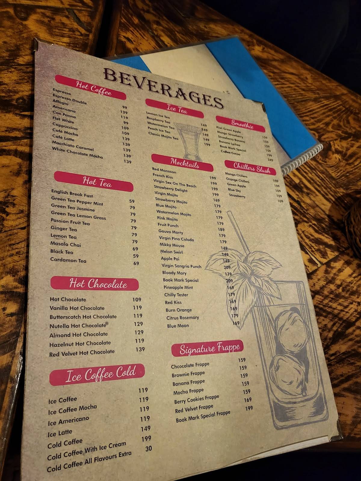 Menu at The Bookmark Cafe, Kalyan