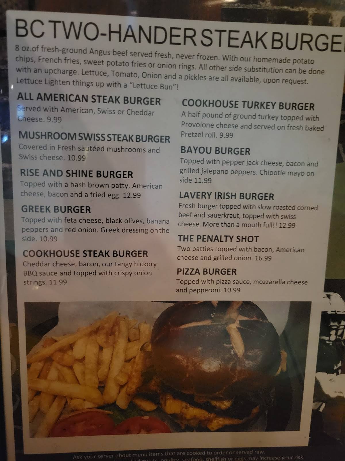 Menu at The Broadcast Booth pub & bar, Allen Park