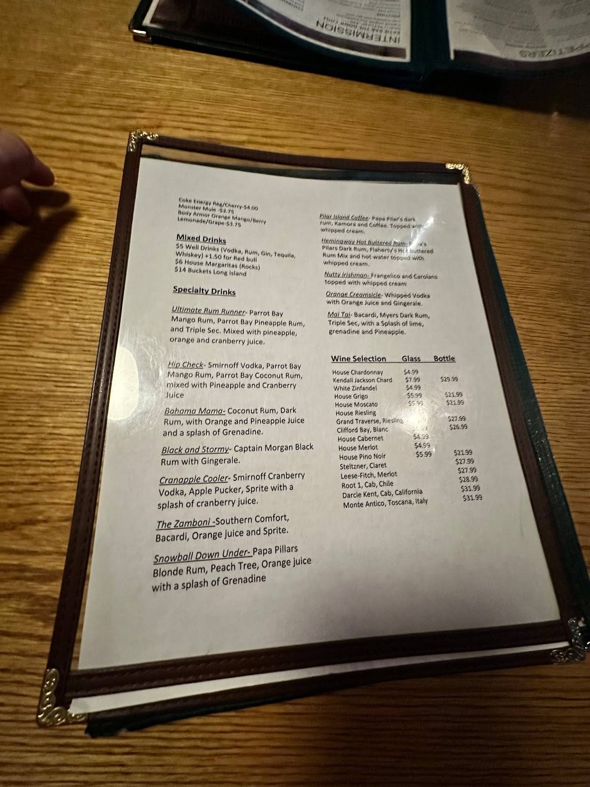 Menu at The Broadcast Booth pub & bar, Allen Park