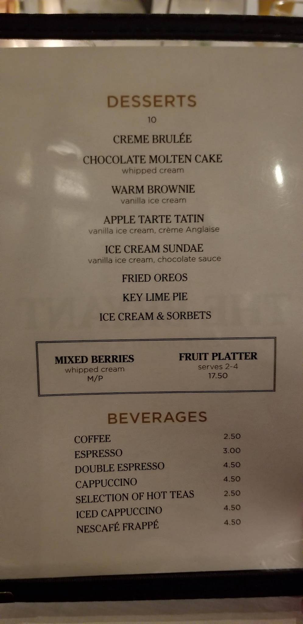 Menu at The Bryant restaurant, Huntington Station