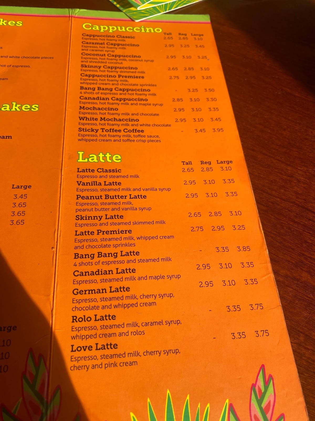 Menu at The Caffeine Club, Plymouth