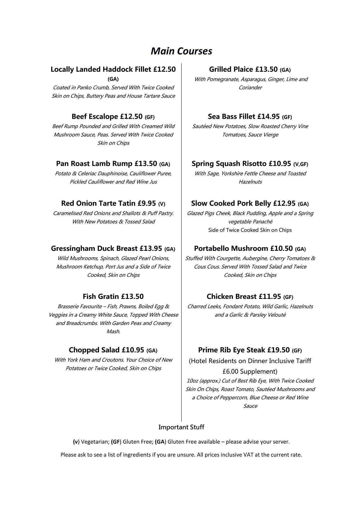 Menu at The Cecil Restaurant, Scarborough