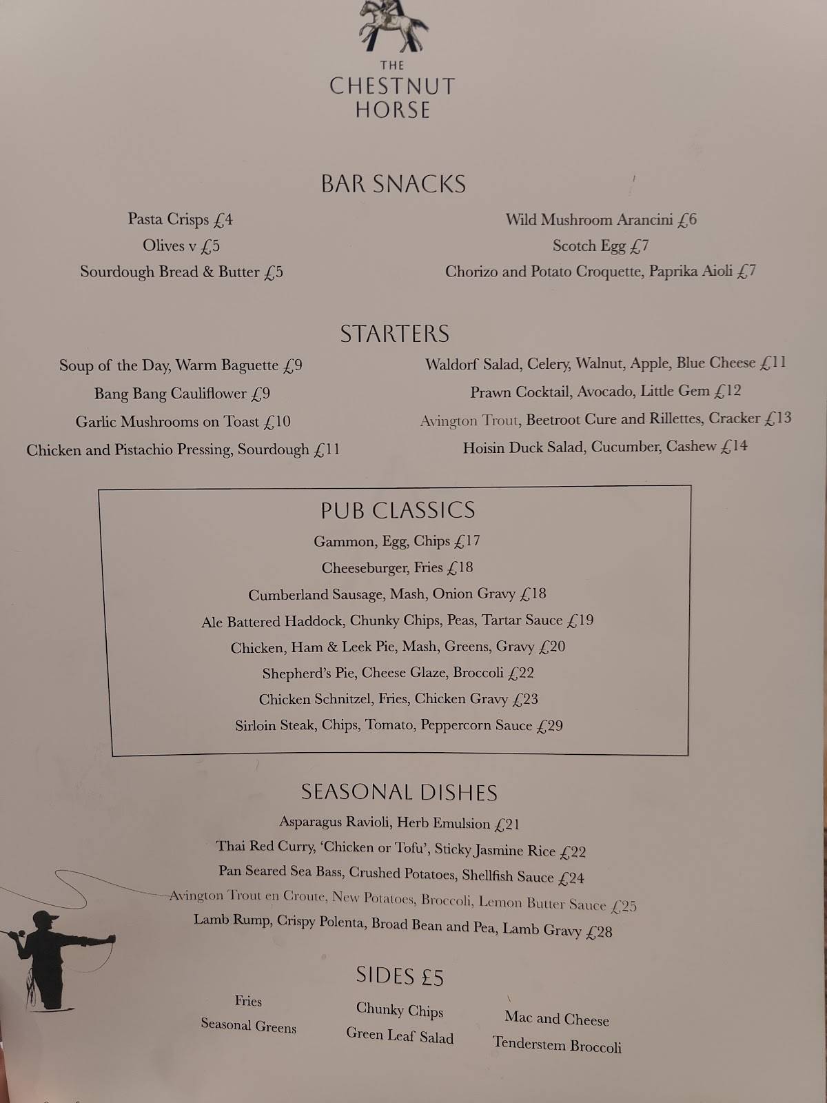 Menu at The Chestnut Horse pub & bar, Winchester, Easton Lane
