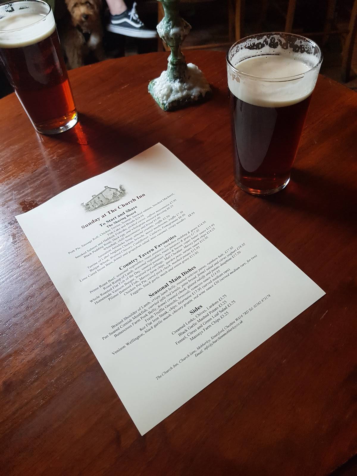 Menu at The Church Inn pub & bar, Knutsford