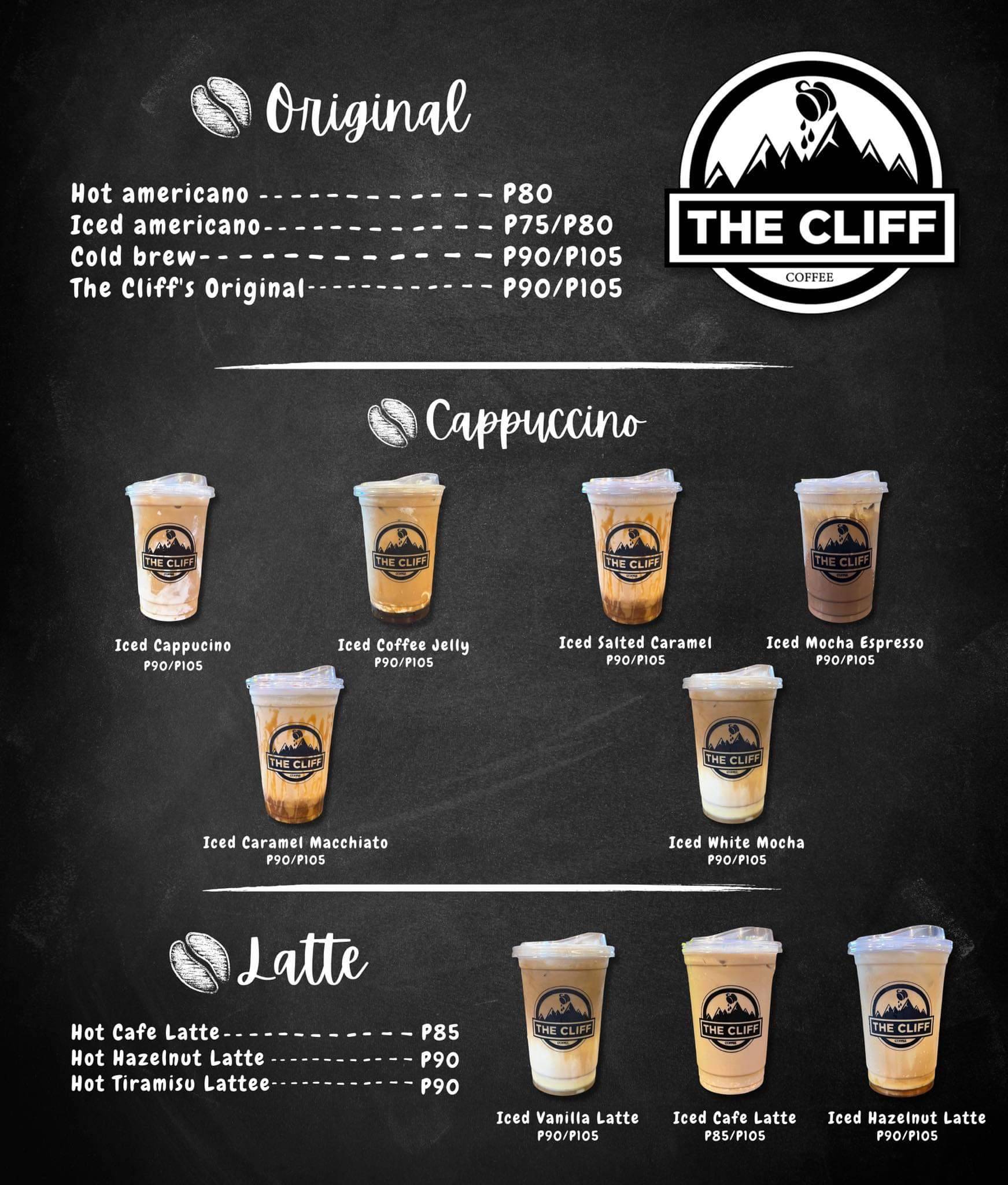 Menu at The Cliff, Manila